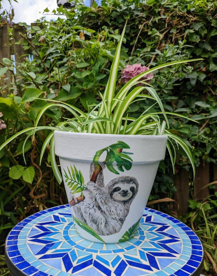 Sloth Personalised Plant Pot - Etsy UK