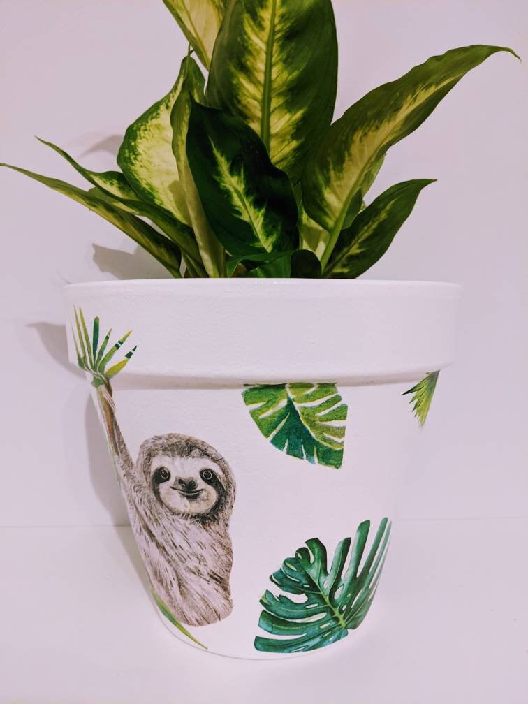 Sloth Personalised Plant Pot | Etsy