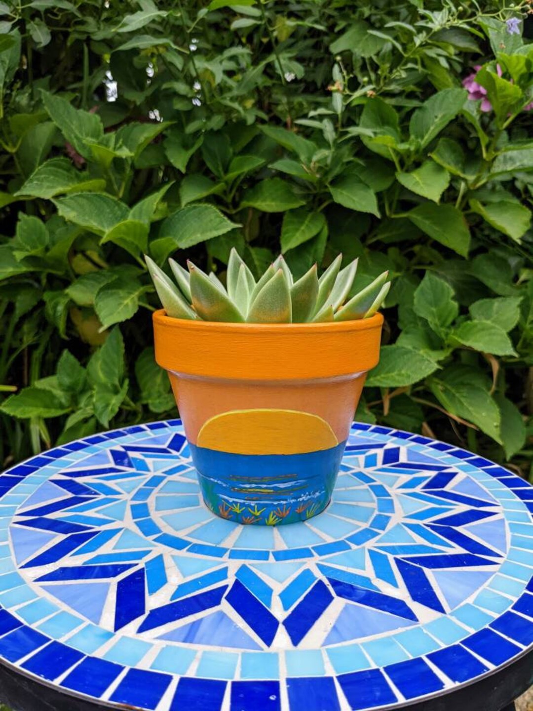 Hand Painted Sunset Plant Pot - Etsy UK