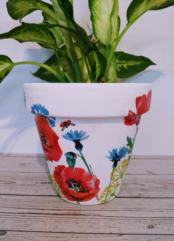 Poppy Flowers Personalised Plant Pot | Etsy
