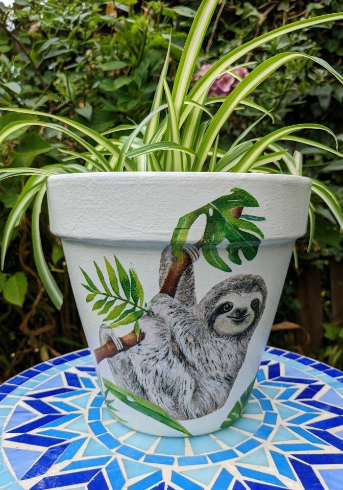 Sloth Personalised Plant Pot - Etsy UK