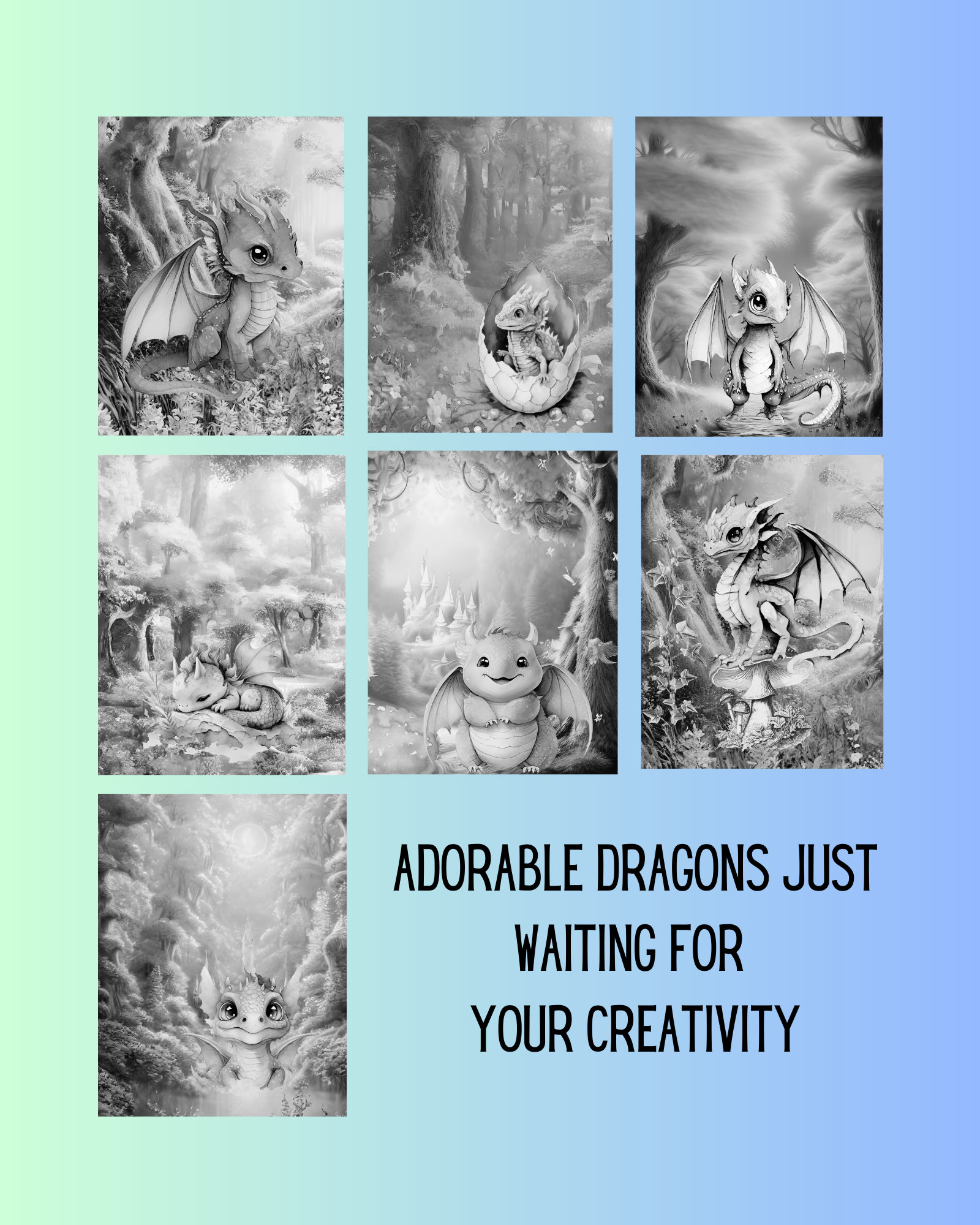 30 Adorable Baby Dragon Coloring Book Pages With Fantasy Fairytale ...