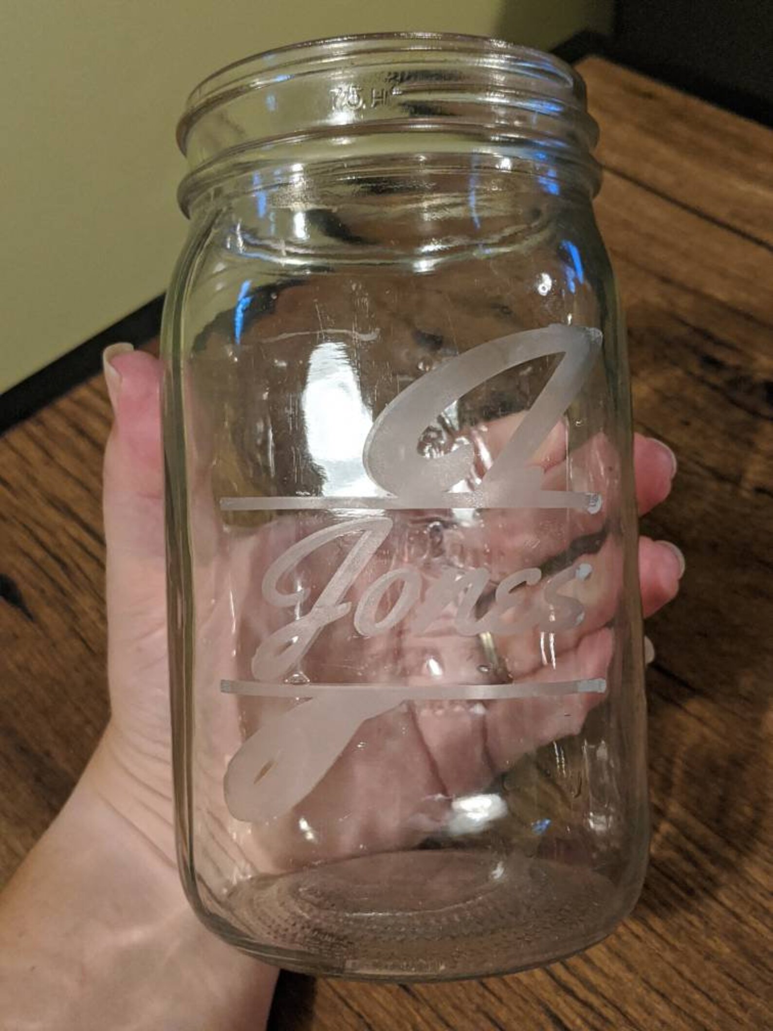 Custom Mason Jars - Etched Glass Personalized Jars - Custom Monogram or ...