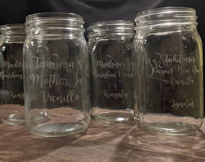 Custom Mason Jars Etched Glass Personalized Jars Custom Monogram or ...