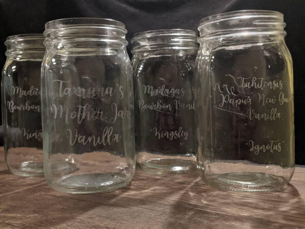 Custom Mason Jars - Etched Glass Personalized Jars - Custom Monogram or ...