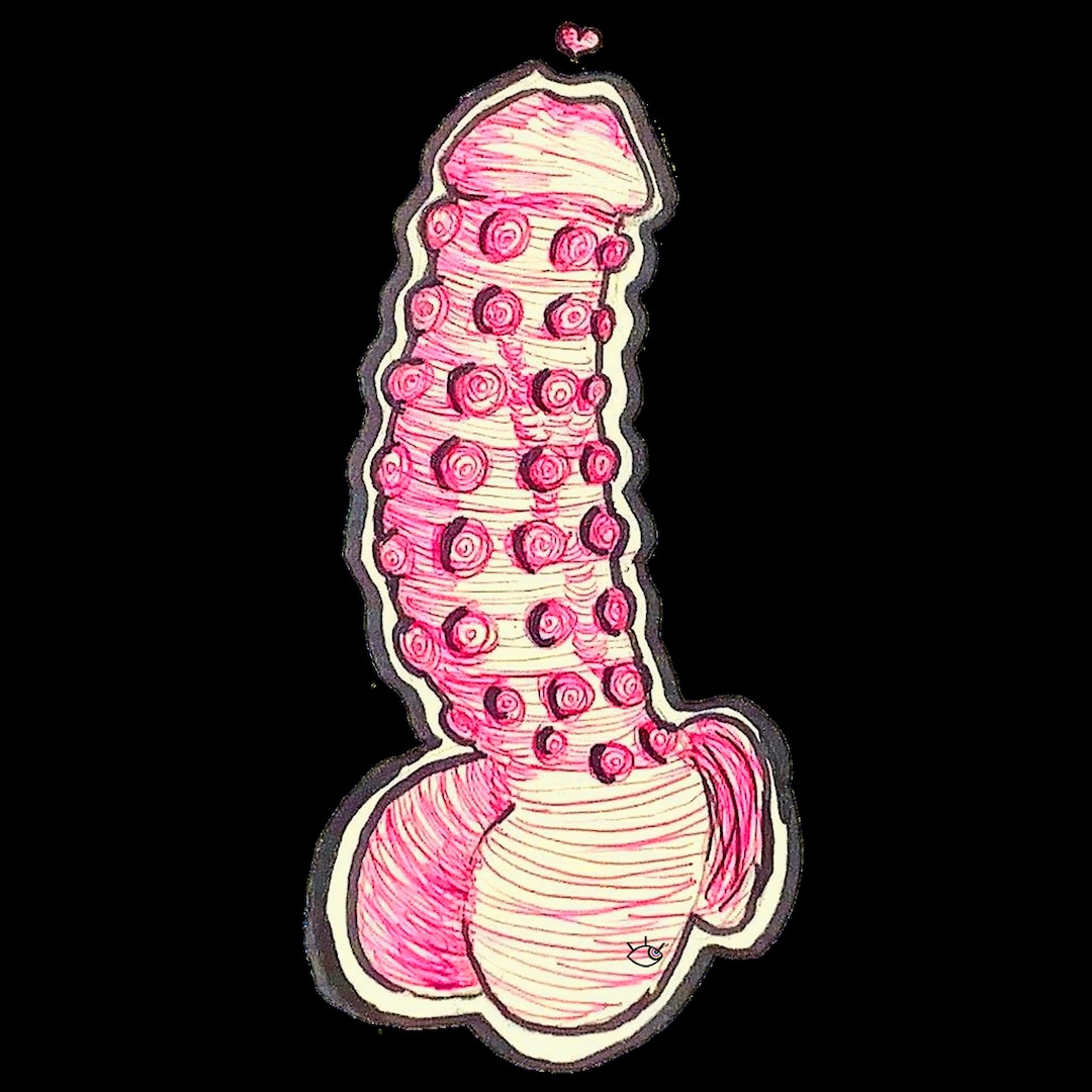 Holographic Pink Dildo Sticker | Color-shifting Rainbow Effect | 50mm X ...