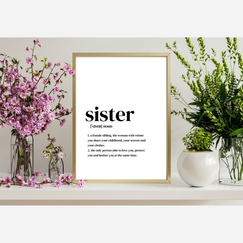 Sister Definition Printable Instant Download, Digital Art Minimal ...