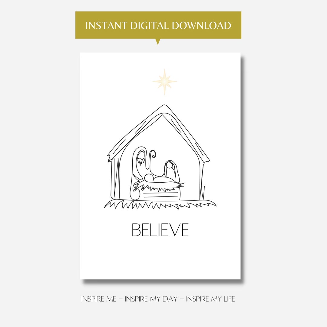 Nativity Believe Printable Instant Download, Digital Art Minimal ...