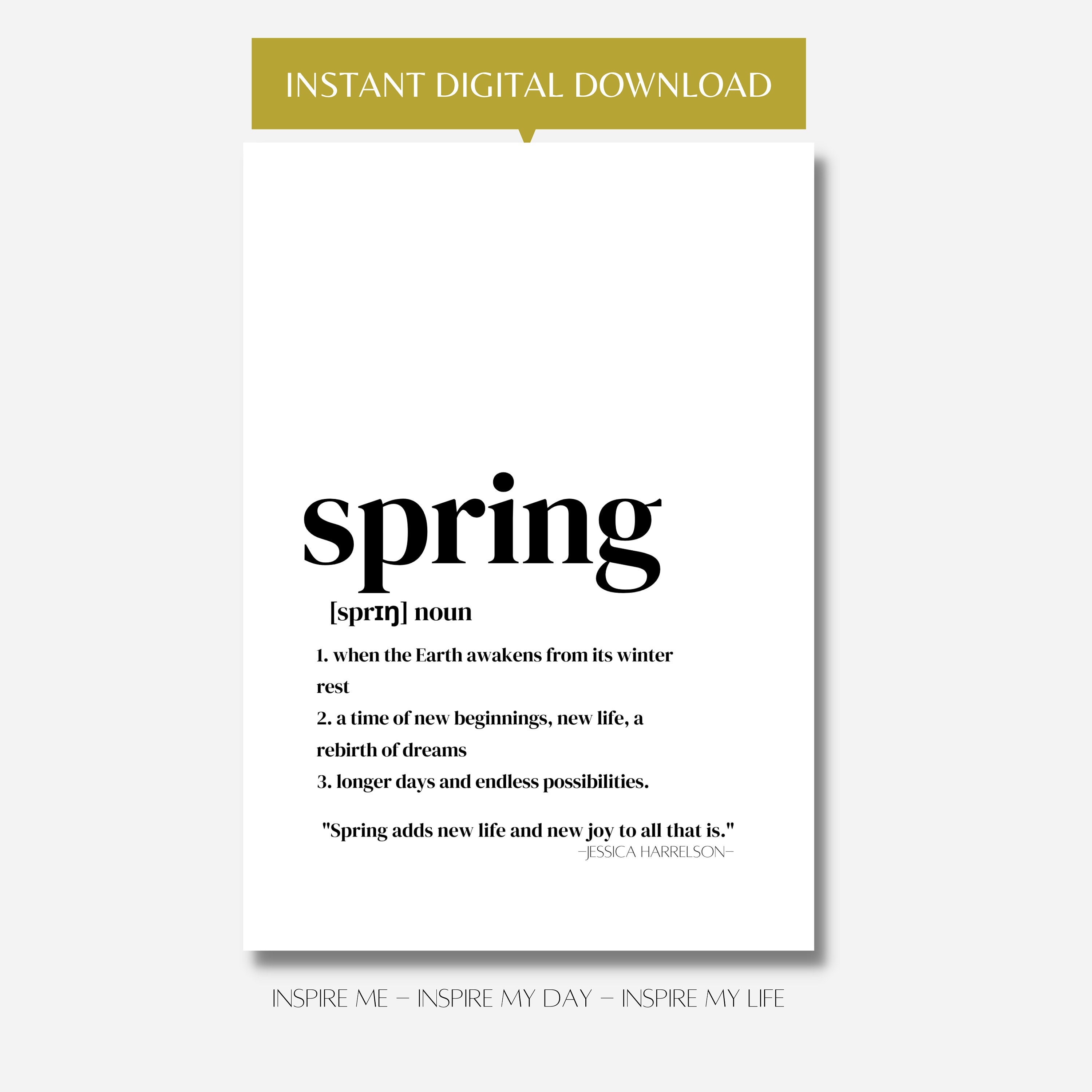 Spring Definition Printable | Instant Download, Digital Art | Minimal ...