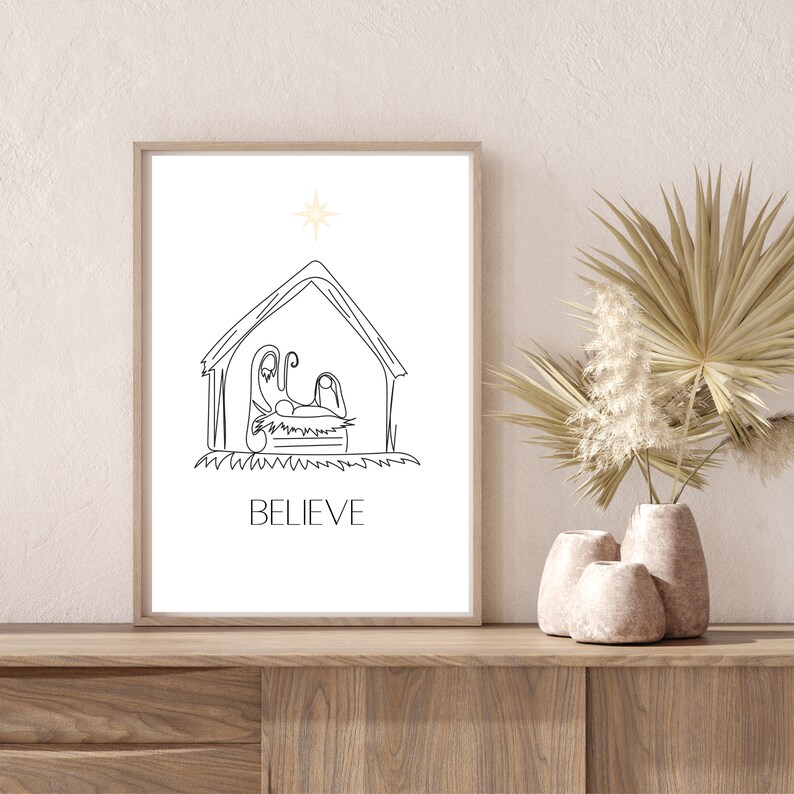 Nativity Believe Printable Instant Download, Digital Art Minimal ...