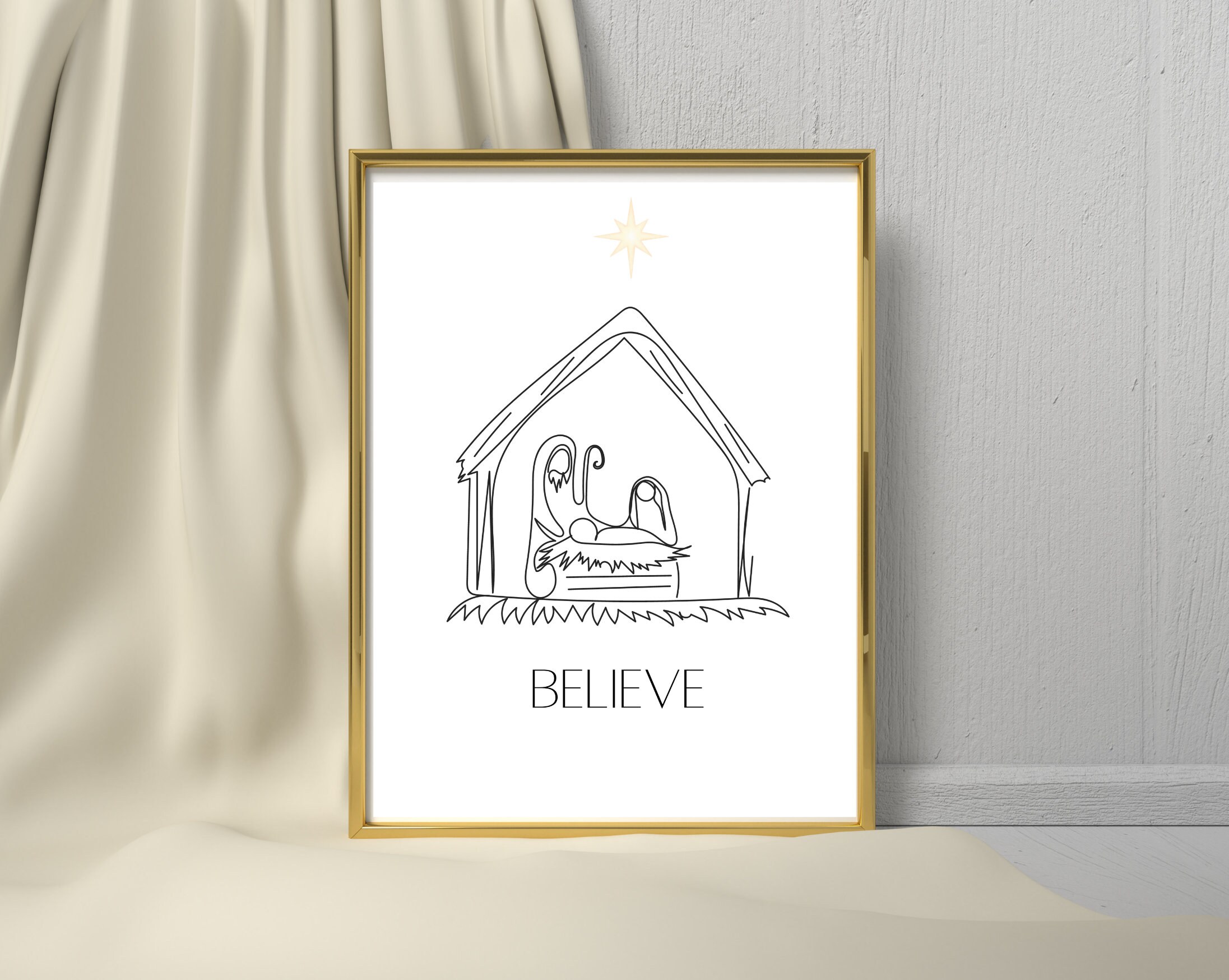 Nativity Believe Printable Instant Download, Digital Art Minimal ...