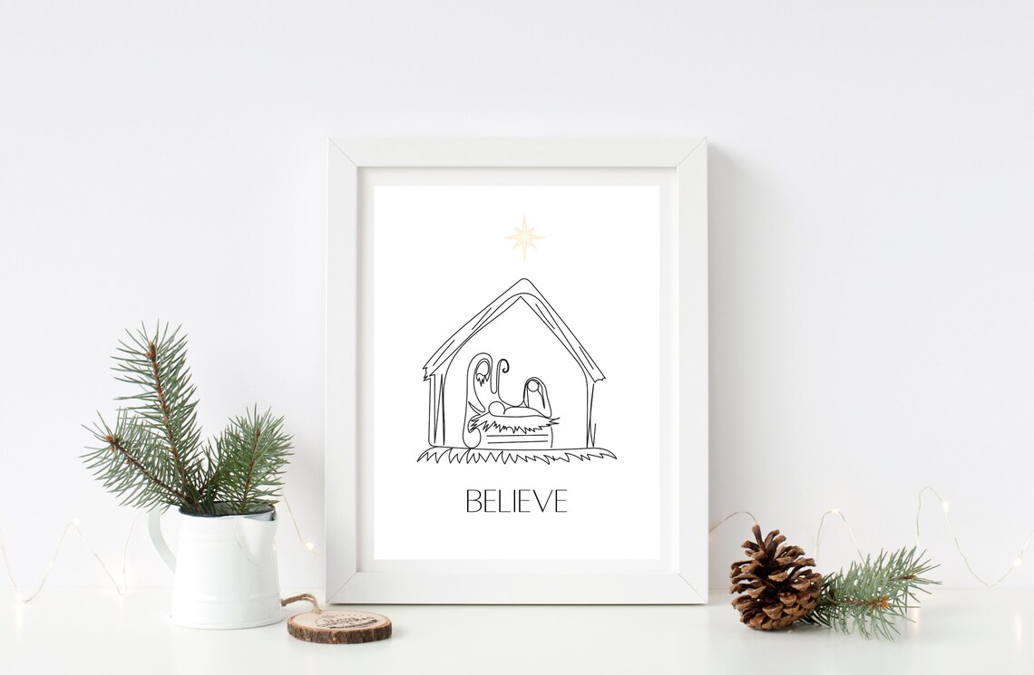 Nativity Believe Printable Instant Download, Digital Art Minimal ...