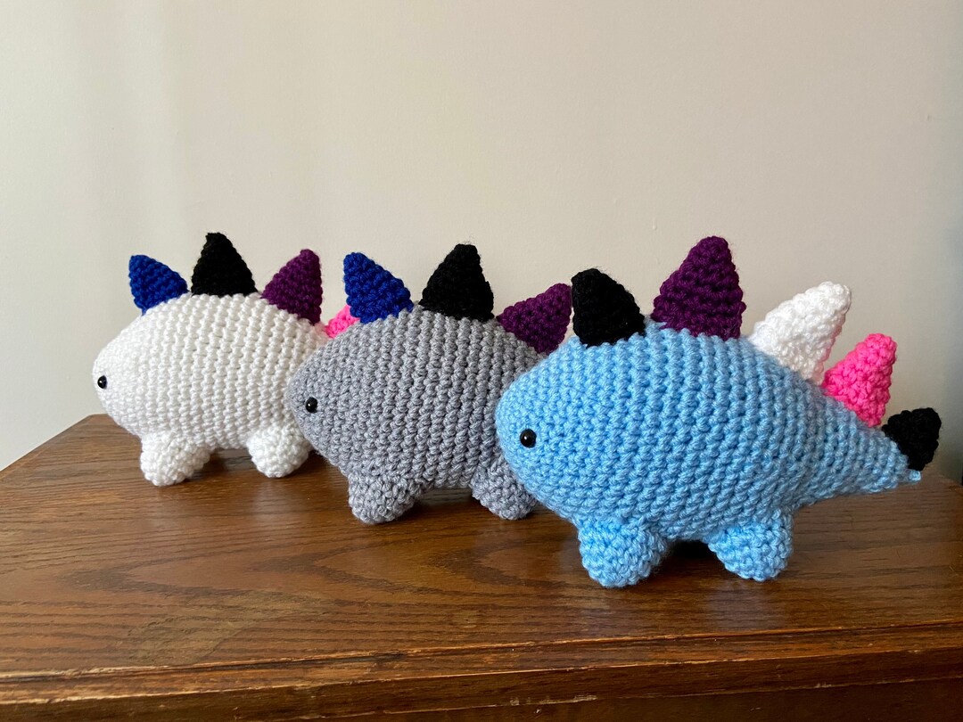 Gender Fluid Stuffed Dinosaur / Gender Fluid Amigurumi / Stuffed Animal ...