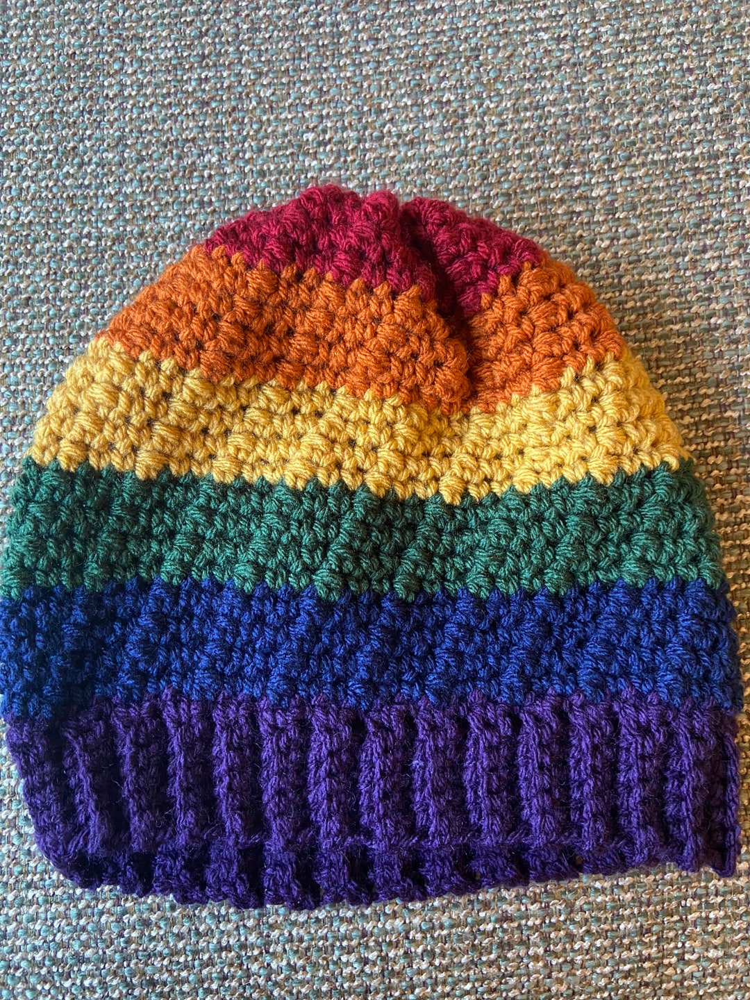 Rainbow Winter Hat / Rainbow Winter Beanie (dark) - Etsy