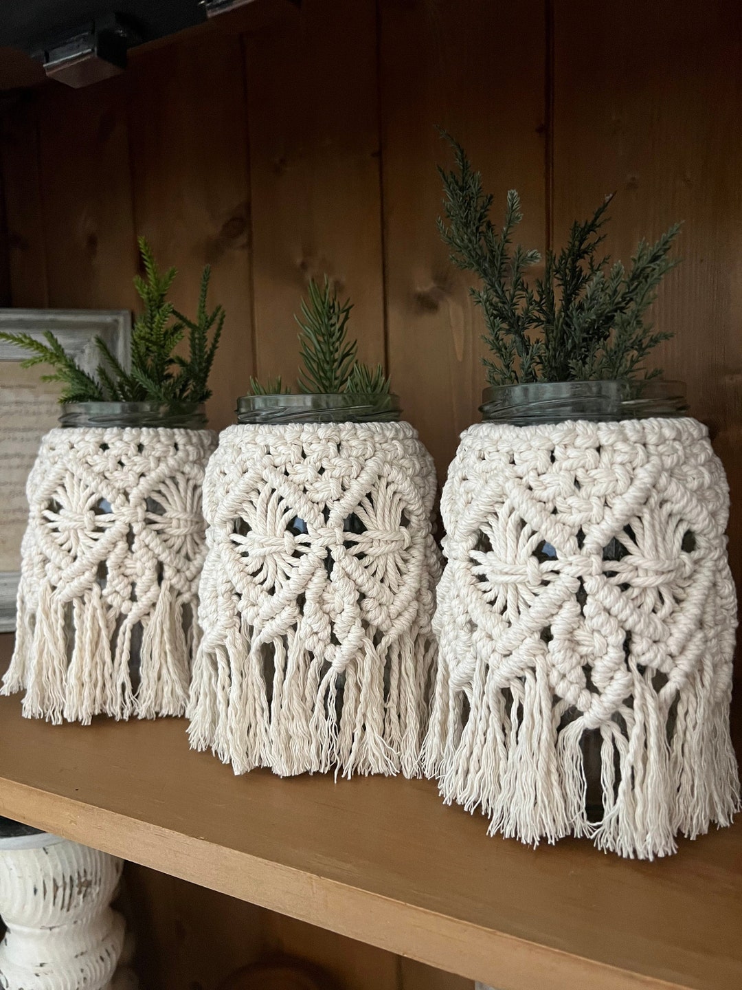 Eco-friendly Macrame Jar Covers With Recycled Glass Jars Handcrafted ...