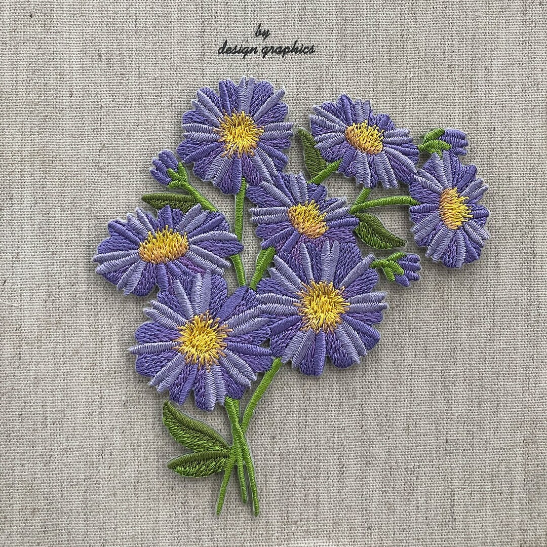 Purple Cosmos Flower Patch, Comos Patch, Flower Iron-on Patch, Flower ...