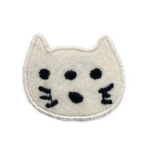 Cat Face White Cute Cat Embroidered Patch Iron on Patch Wide 35mm - Etsy