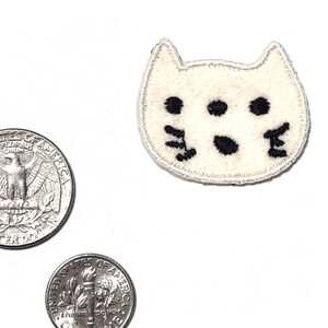 Cat Face White Cute Cat Embroidered Patch Iron on Patch Wide 35mm - Etsy