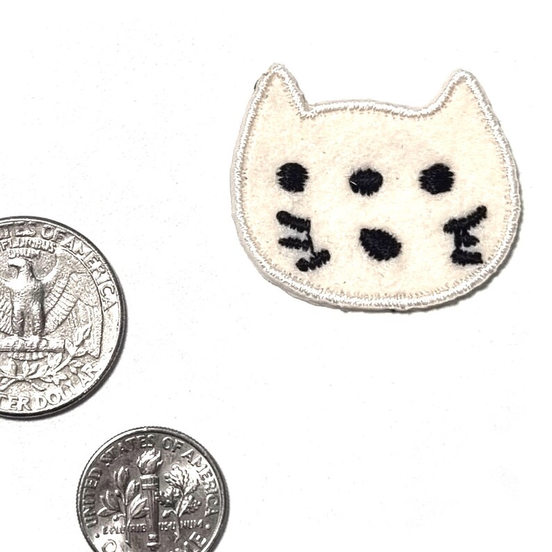 Cat Face White Cute Cat Embroidered Patch Iron on Patch Wide 35mm - Etsy