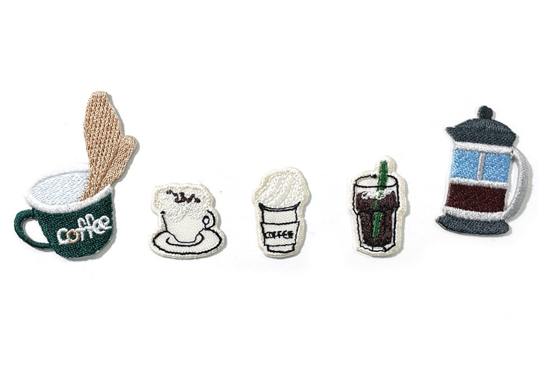 Tiny Coffee Cup Patch, Cream Coffee Iron-on Patch, Take Out Coffee Iron ...
