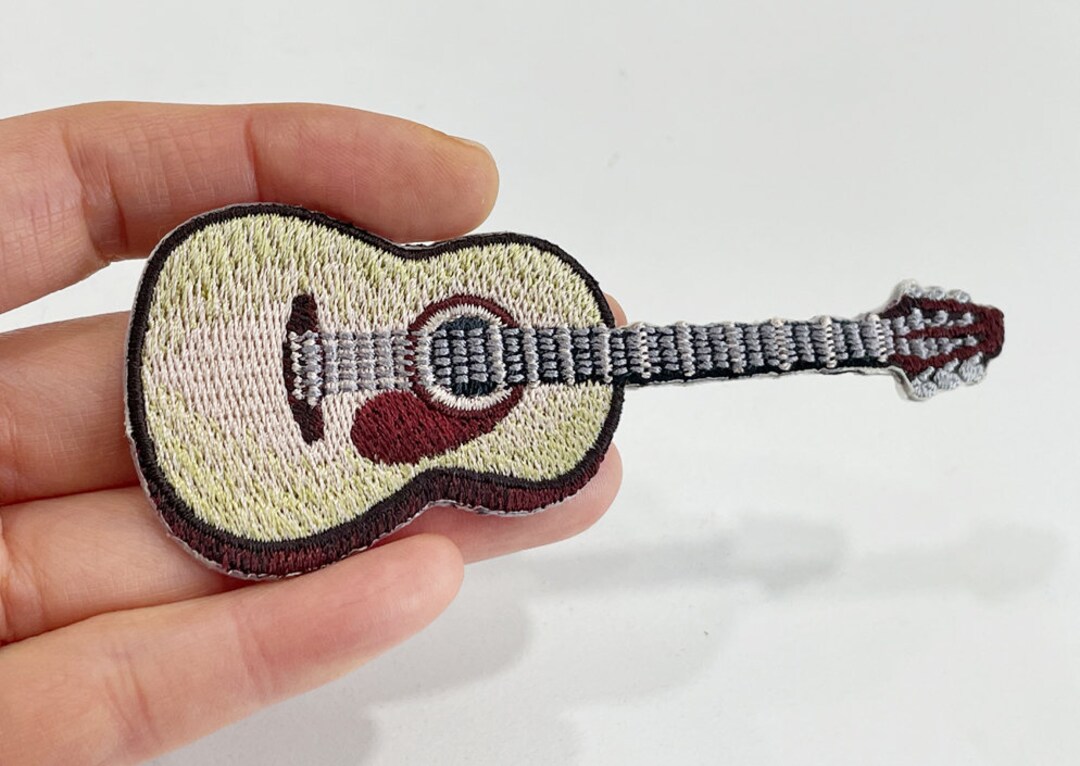 Acoustic Guitar Patch, Guitar Iron-on Patch, Music Embroidered Applique, Acoustic Guitar ...