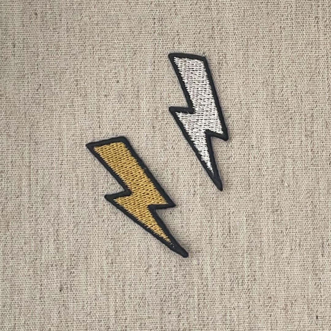 Gold Lightning Bolt Patch, Silver Lightning Bolt Iron On - Etsy