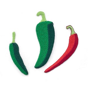 Chili Pepper Patch, Red Pepper Iron-on Patch, Green Pepper Embroidered ...