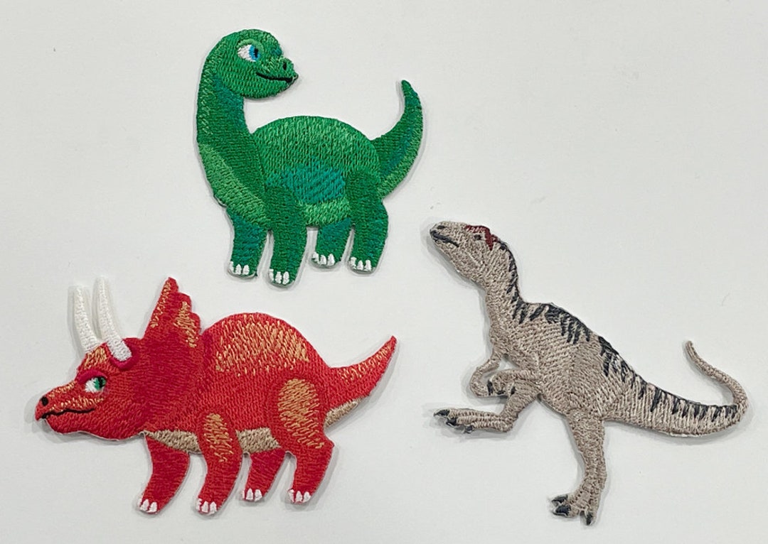 Triceratops Patch, Dinosaur Iron-on Patch, Allosaurs Patch, Red ...