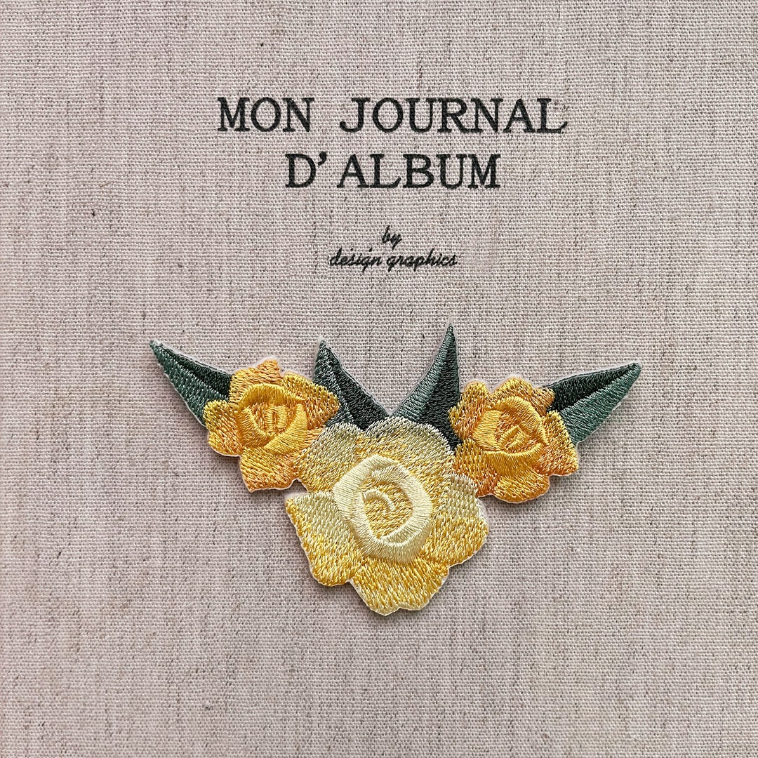Yellow Rose Patch, Flower Patch, Flower Iron-on Patch, Flower Iron-on ...