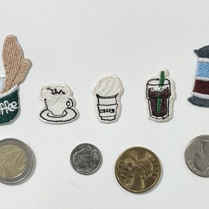 Tiny Coffee Cup Patch, Cream Coffee Iron-on Patch, Take Out Coffee Iron ...