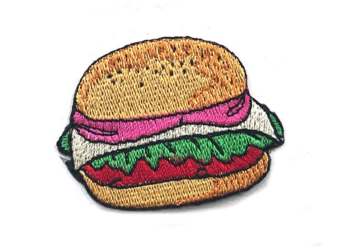 Hamburger Patch Hamburger Iron-on Patch Hamburger | Etsy