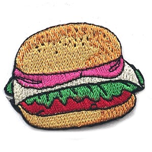 Hamburger Patch Hamburger Iron-on Patch Hamburger - Etsy