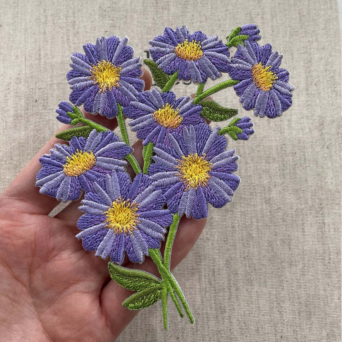 Purple Cosmos Flower Patch, Comos Patch, Flower Iron-on Patch, Flower ...