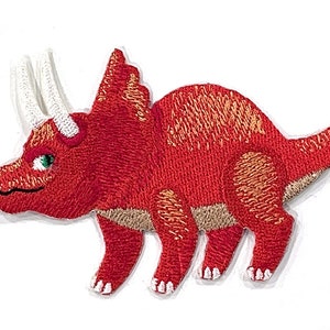 Triceratops Patch, Dinosaur Iron-on Patch, Allosaurs Patch, Red Dinosaur Embroidery Patch, T Rex ...