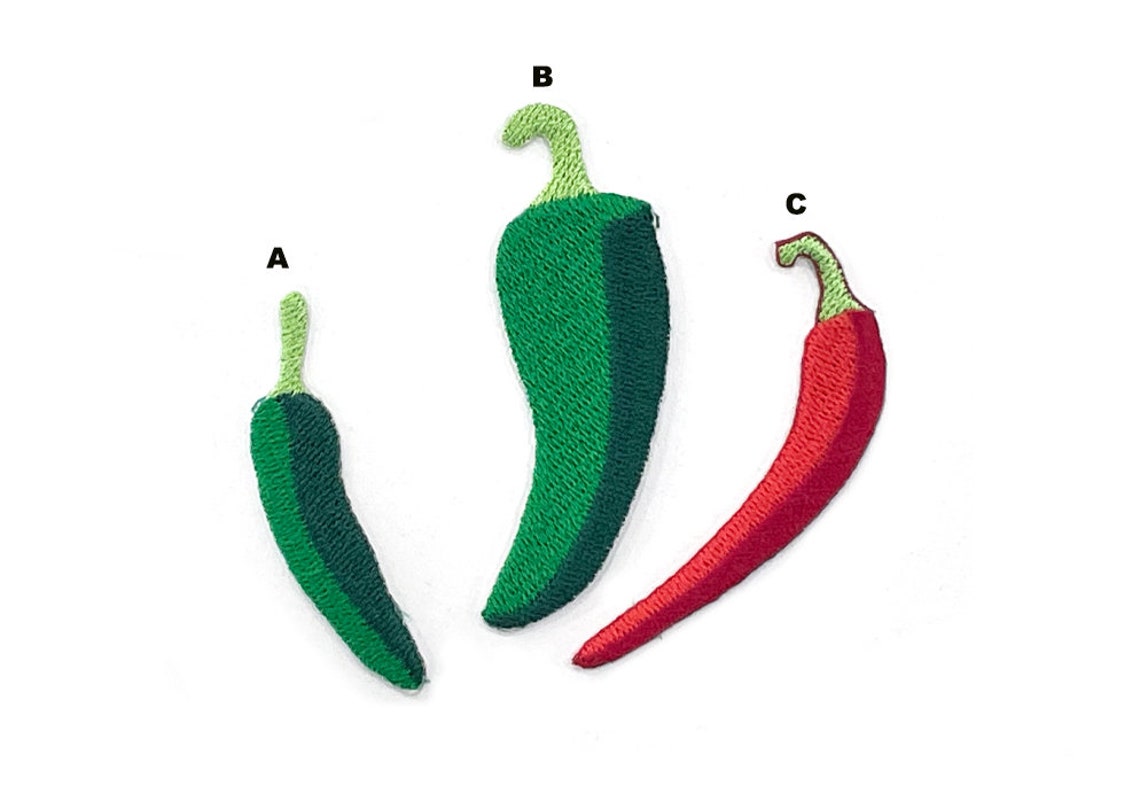 Chili Pepper Patch, Red Pepper Iron-on Patch, Green Pepper Embroidered ...