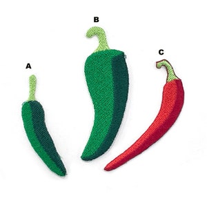 Chili Pepper Patch, Red Pepper Iron-on Patch, Green Pepper Embroidered ...