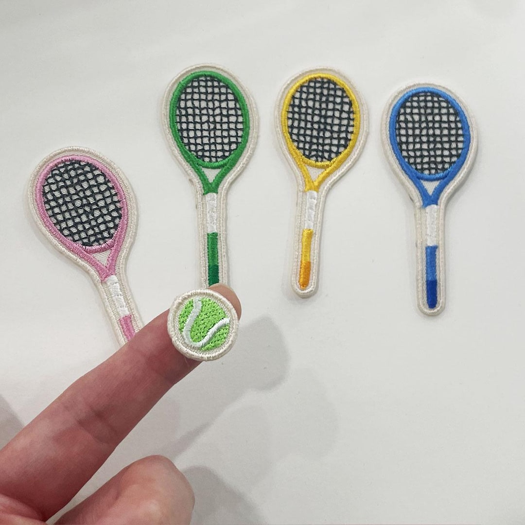 Tiny Tennis Ball Patch, Tennis Racket Iron-on Patch, Tennis Embroidered ...