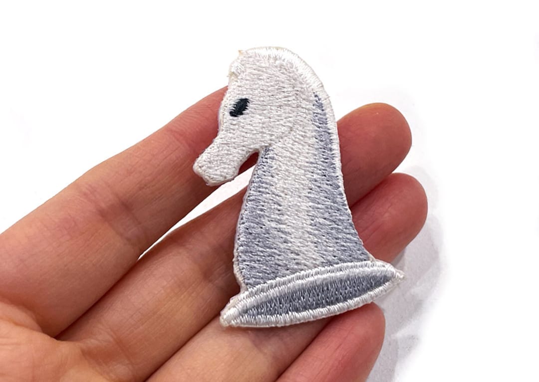 White Knight Piece Patch, Chess Embroidered Patch Iron-on - Etsy