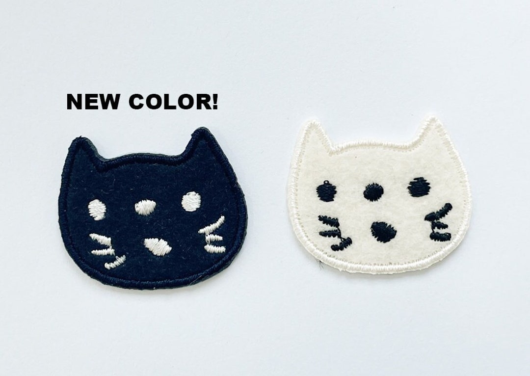Cat Face White Cute Cat Embroidered Patch Iron on Patch Wide 35mm - Etsy