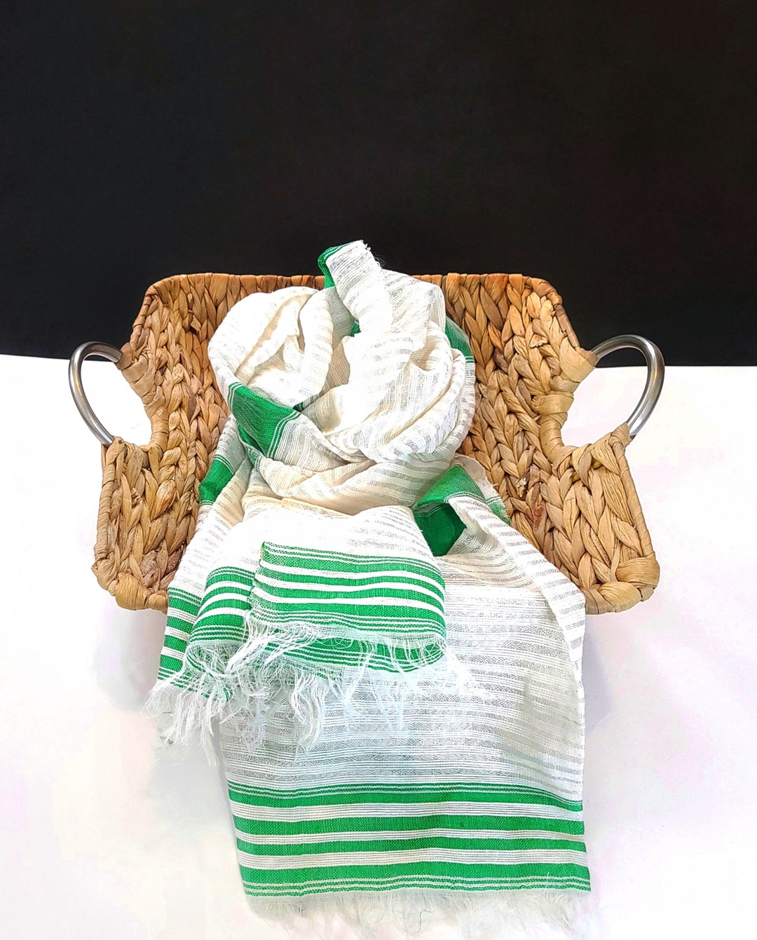 New Traditional Ethiopian/habesha Scarf/shawl Green and White - Etsy