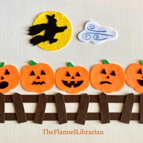 5 Little Pumpkins Halloween Felt Board Set for Flannel Board | Etsy