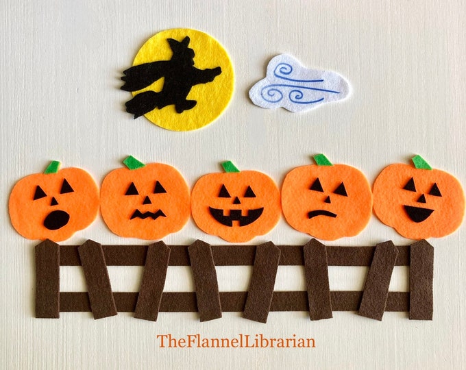 5 Little Pumpkins Halloween Felt Board Set for Flannel Board - Etsy