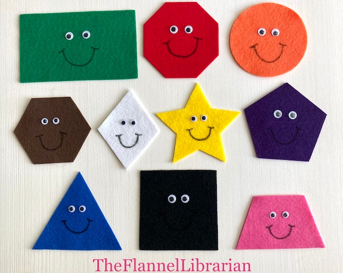 10 Little Happy Shapes Felt Board Set for Flannel Board Teaching ...