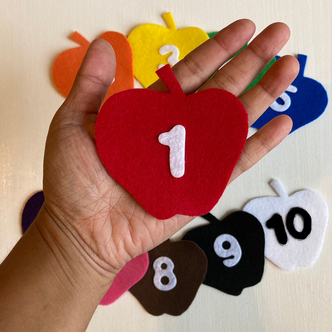 10 Colorful Apples/Little Worm/Felt Set/Flannel Board | Etsy