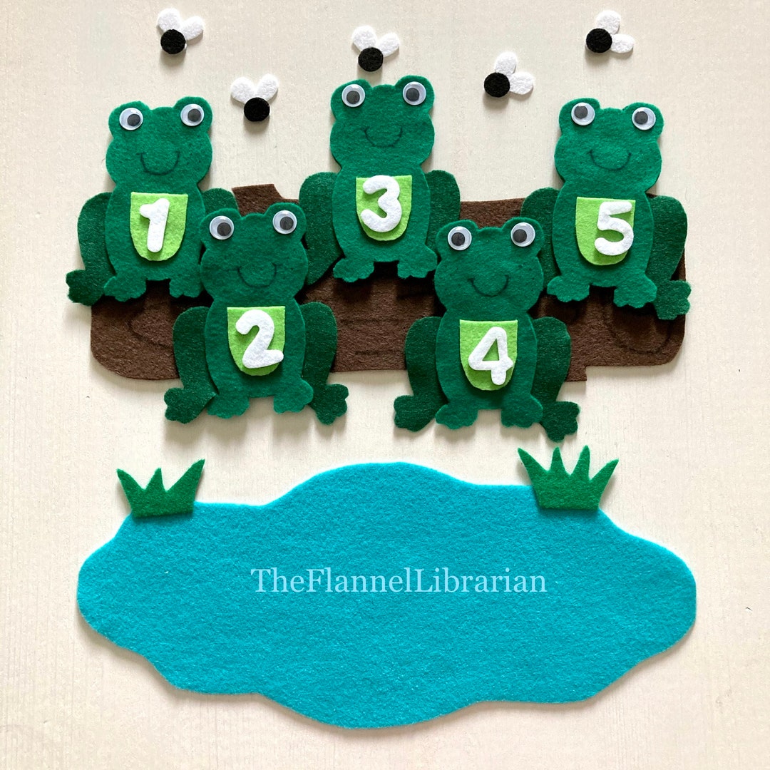 5 Green Speckled Frogs Classic Felt Board Set/flannel Board - Etsy