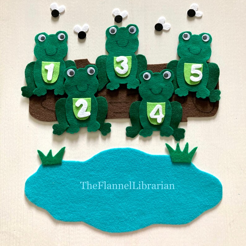 5 Green Speckled Frogs Classic Felt Board Set/flannel Board - Etsy