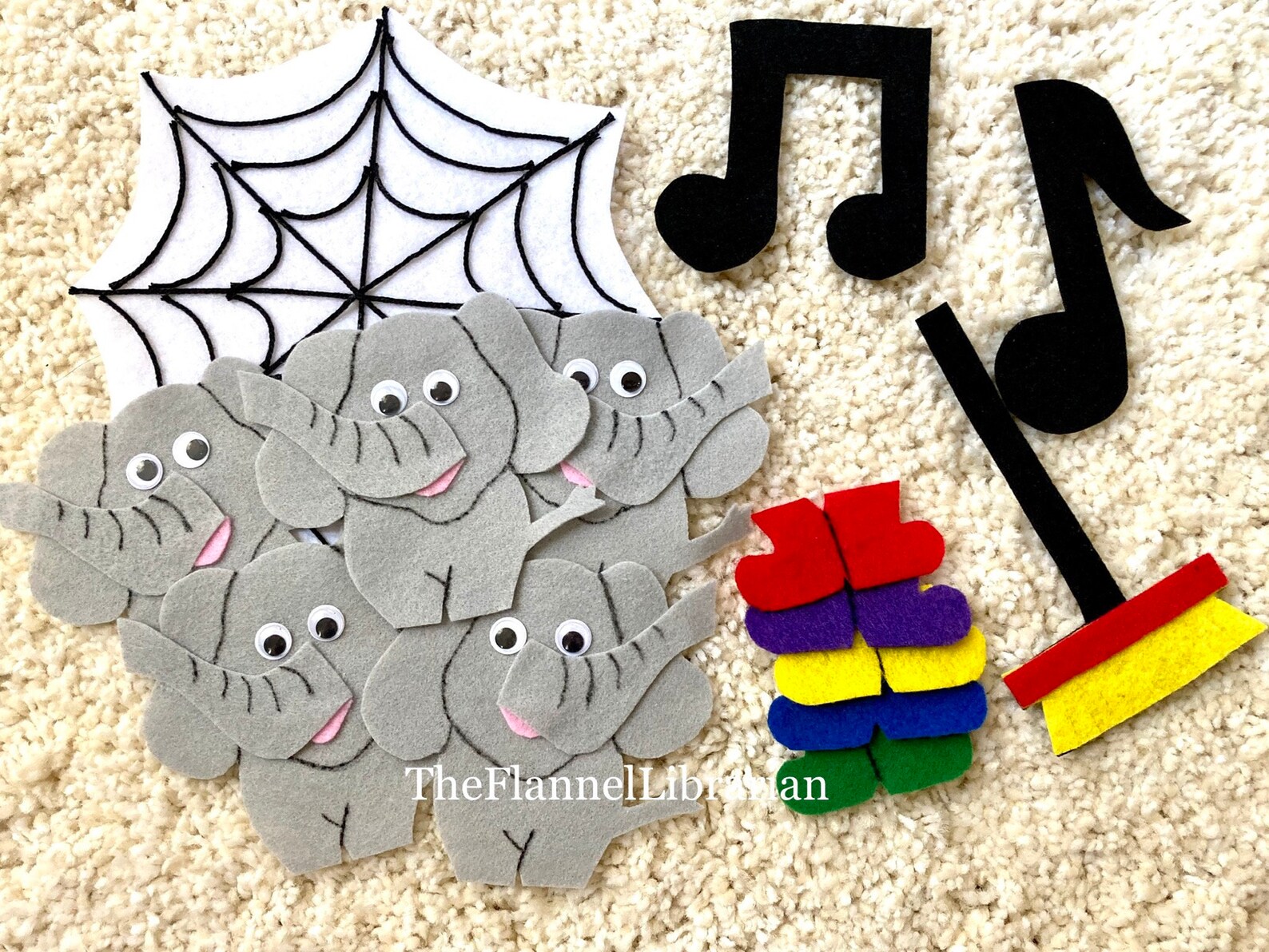 5 Little Elephants Went Out to Play Felt Board Set for Flannel Board ...