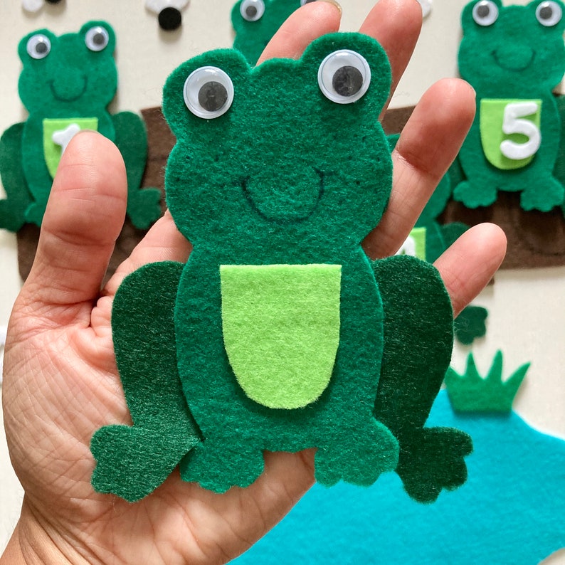 5 Green Speckled Frogs Classic Felt Board Set/flannel Board - Etsy
