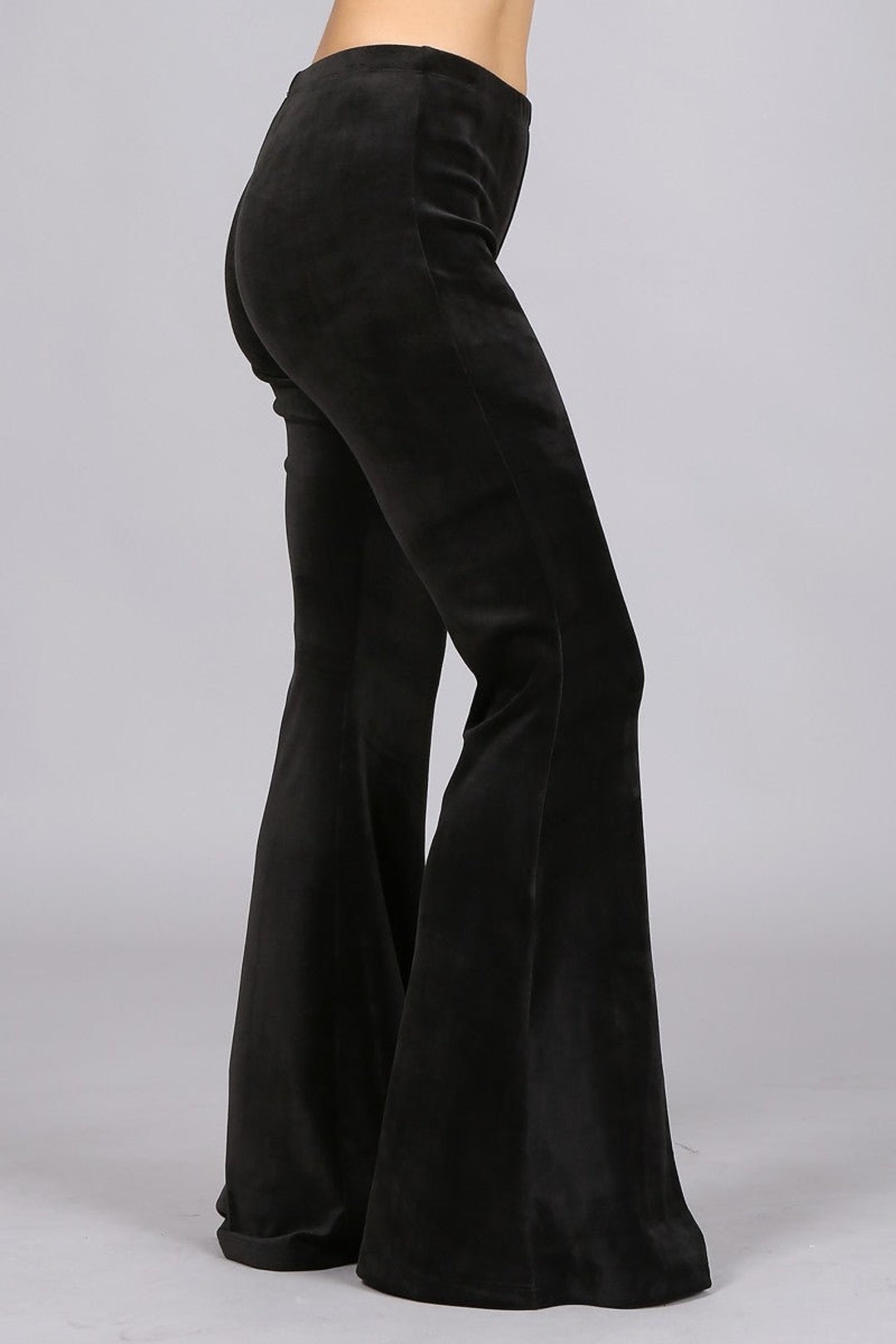 Modern Must Have | Luxe Black Velvet Bell Bottoms - Etsy