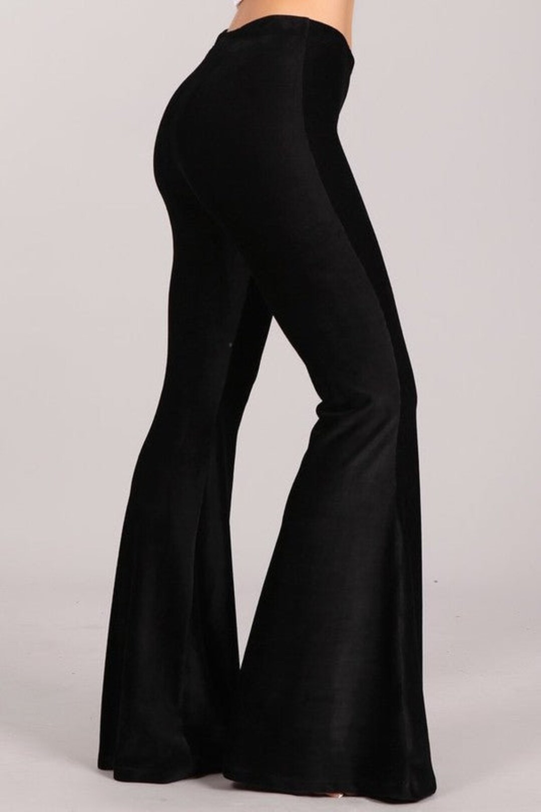 Modern Must Have Black Velvet Bell Bottoms - Etsy